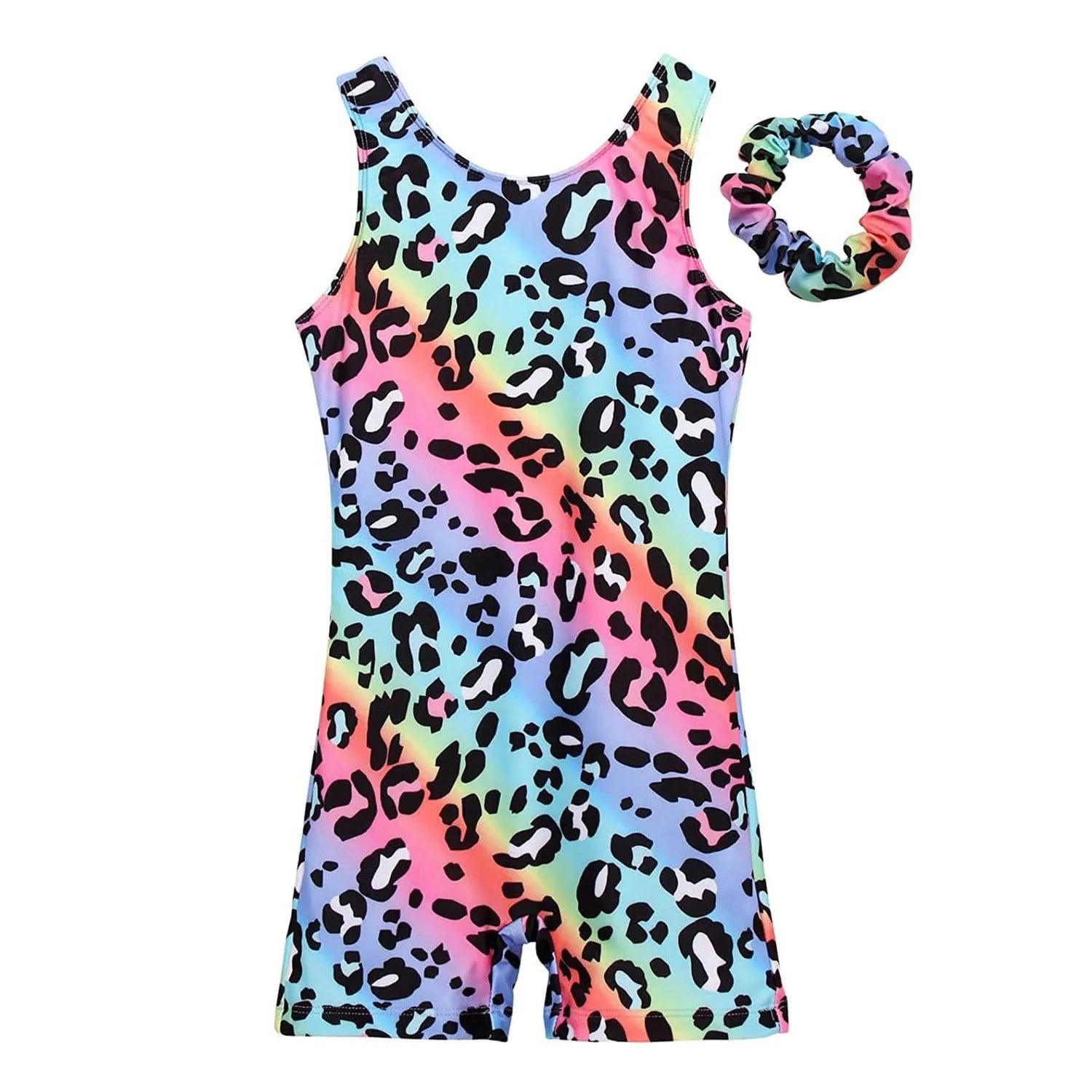 Pale Rainbow Stripes Leopard Unitard for Girls | Fun & Stylish - JOYSTREAM