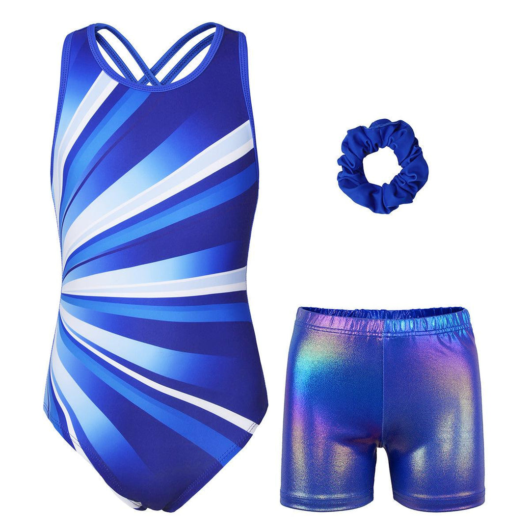 White-Blue Diamond Leotard Set - JOYSTREAM